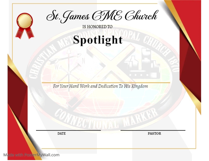 St James spotlight certificate | PosterMyWall