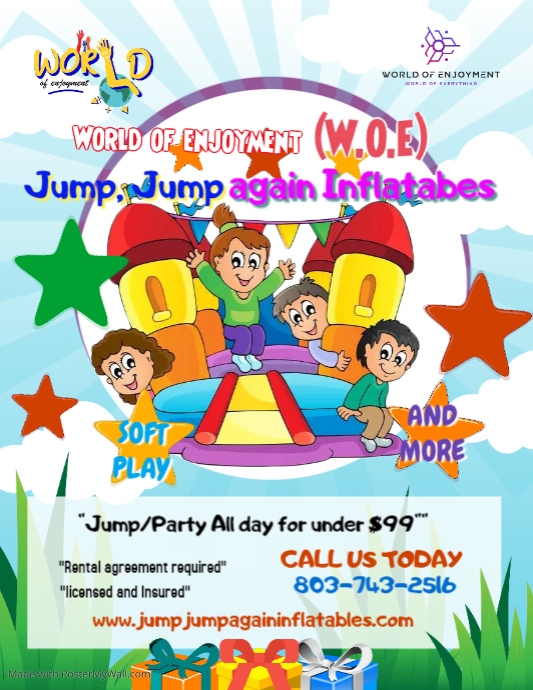 Colorful Kids Bouncy Castle Event Flyer Templ | PosterMyWall