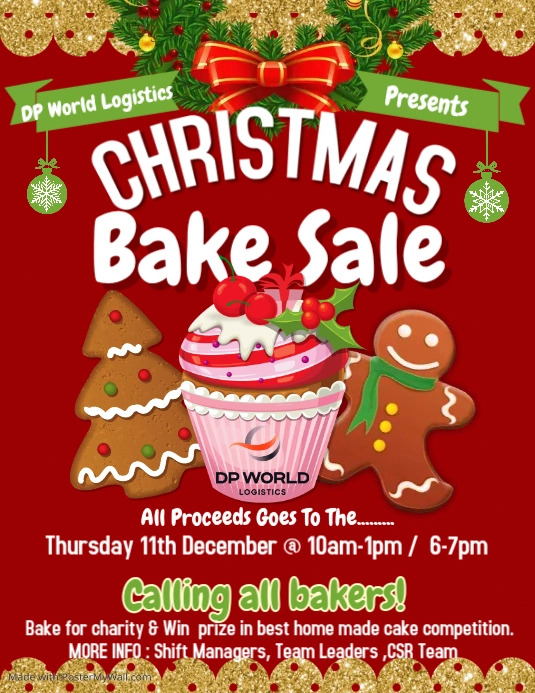 Red Christmas Bake Sale Flyer | PosterMyWall