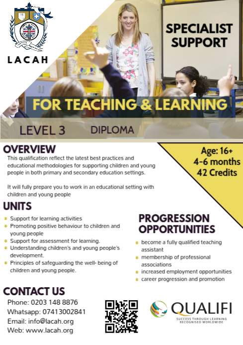Level 3 - Specialist Support For Teaching & Learning | PosterMyWall