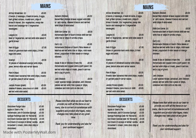 new menu back page A5 2022 | PosterMyWall