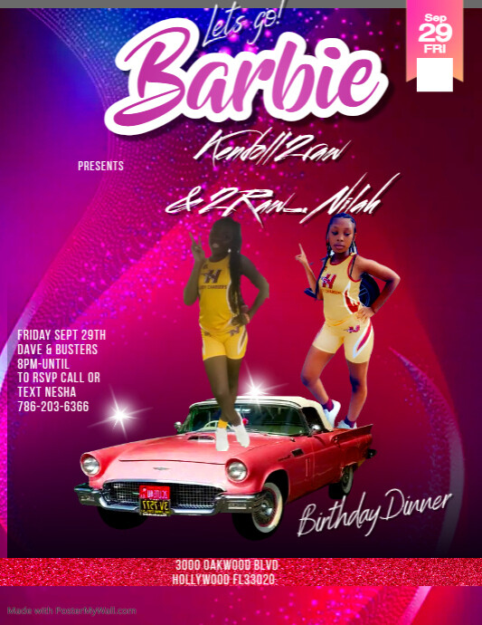 Barbie night theme party flyer | PosterMyWall