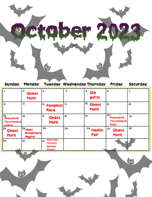 OCTOBER calendar | PosterMyWall