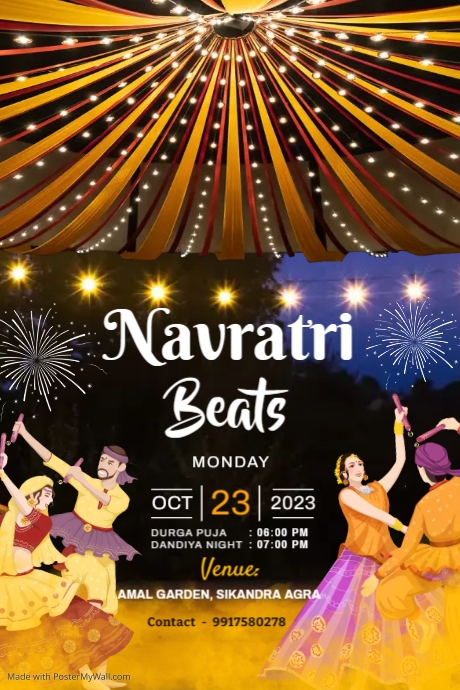 Navratri Garba Night Celebration Template | PosterMyWall