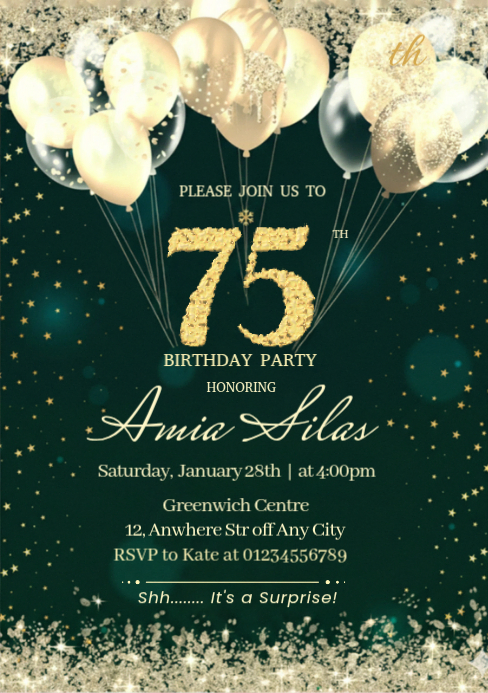 Plantilla de 75th birthday party | PosterMyWall
