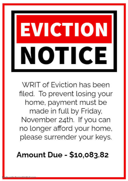 Eviction notice sign board | PosterMyWall