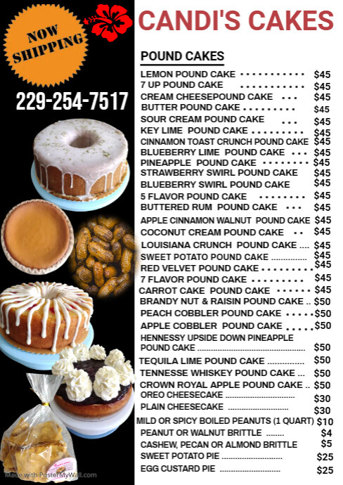 Candi's Cakes Shipping List (1) | PosterMyWall