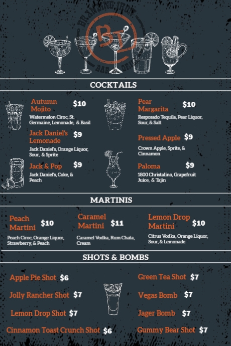 Alcohol Menu | PosterMyWall