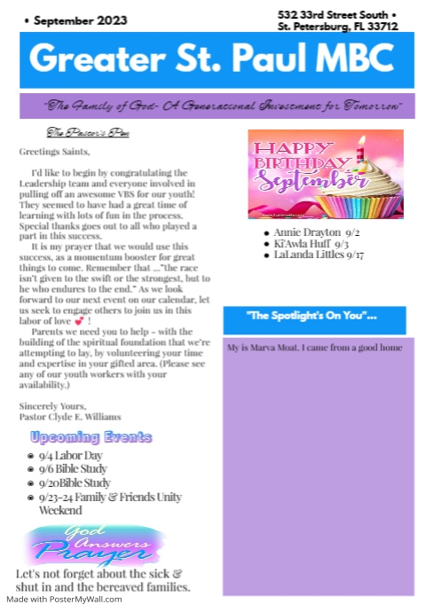 Copy of September Church Monthly Newsletter (2) | PosterMyWall