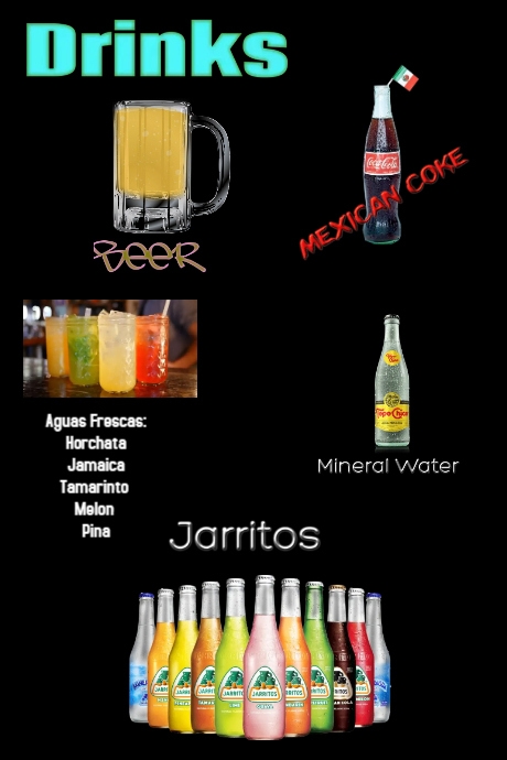 Drinks, Menu, food truck, mexican food, delivery, happy hour | PosterMyWall