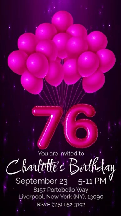 76th birthday party vertical video invitation Template | PosterMyWall