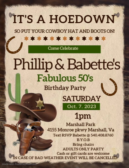 Beige wild west party invite flyer | PosterMyWall