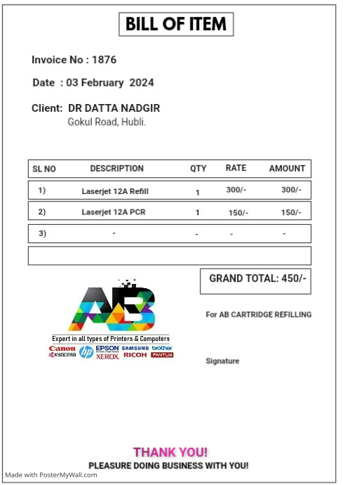 Copy of 2 Item Bill | PosterMyWall