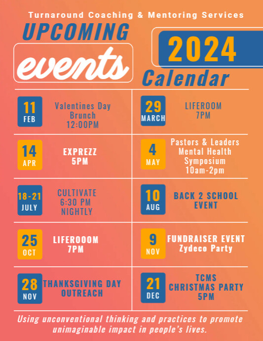Calendar of Upcoming Events Schedule Flyer | PosterMyWall