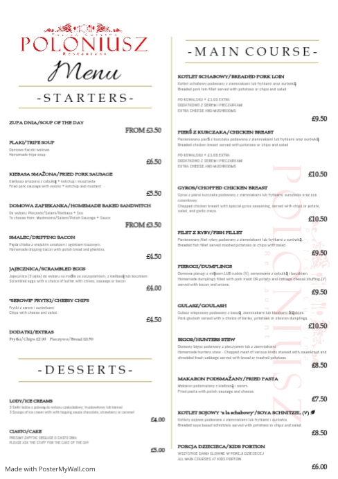 official menu food | PosterMyWall