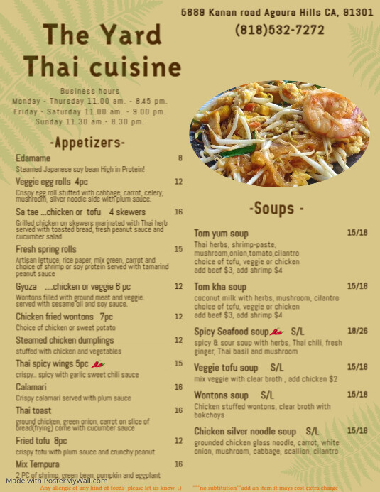 yard s menu front | PosterMyWall