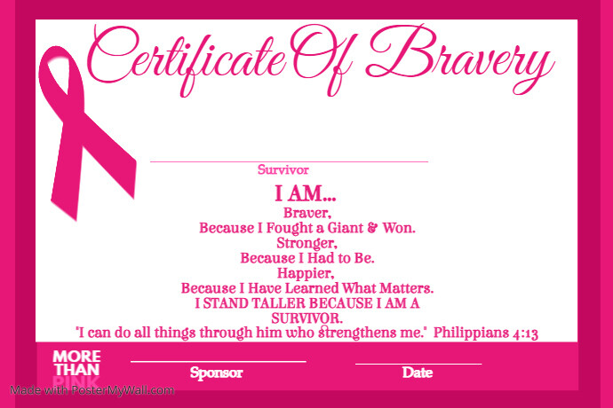 Breast Cancer Certificate Template (1) | PosterMyWall