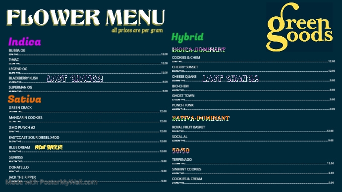 FLOWER MENU 8/29/21 | PosterMyWall