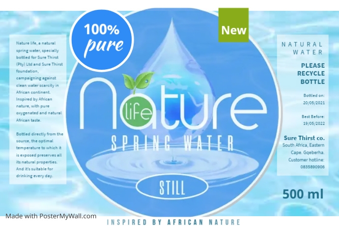 Natural Water Bottle Label | PosterMyWall