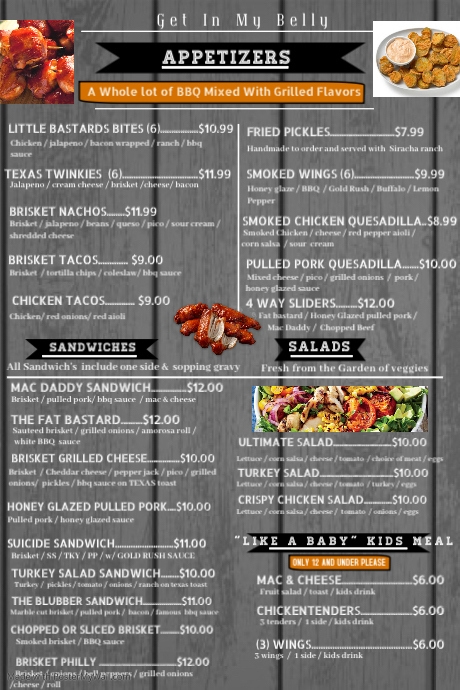 Fat Bastards menu | PosterMyWall