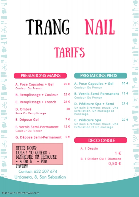 Copia de Copia de Professional Nail Salon Price List | PosterMyWall