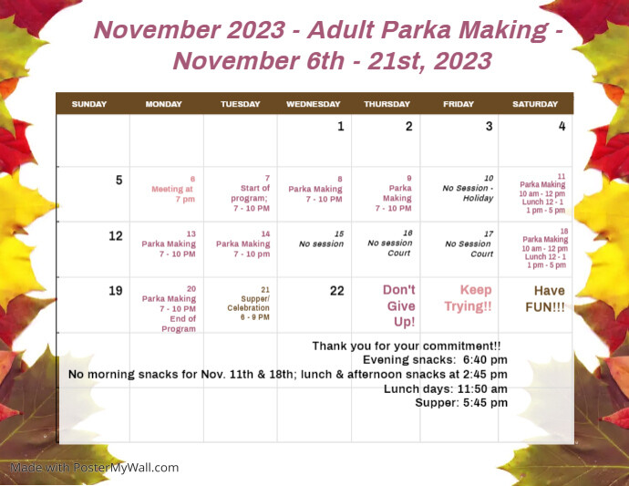 November 2023 Monthly Events Calendar | PosterMyWall