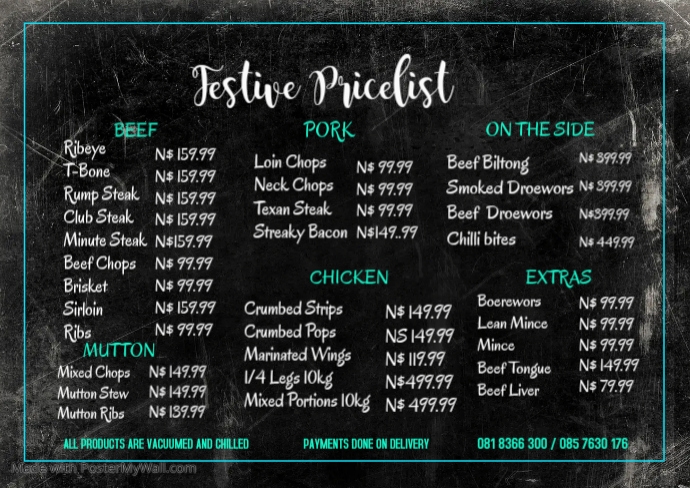 Copy of Price List Chalk Board Prices Services Offer | PosterMyWall
