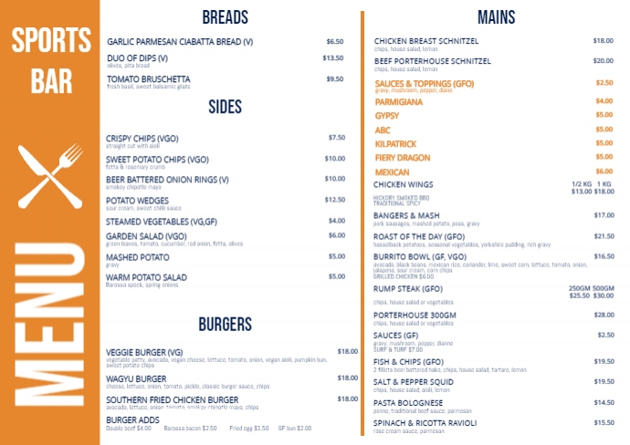 Sports Menu - Winter - Front | PosterMyWall