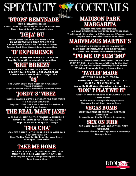 Black Bar drink and cocktail menu flyer (2) | PosterMyWall