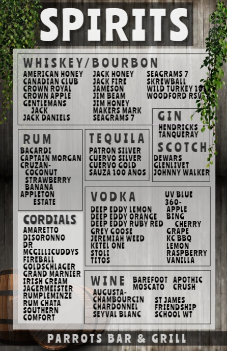 Copy of LIQOUR & SPIRITS LIST | PosterMyWall