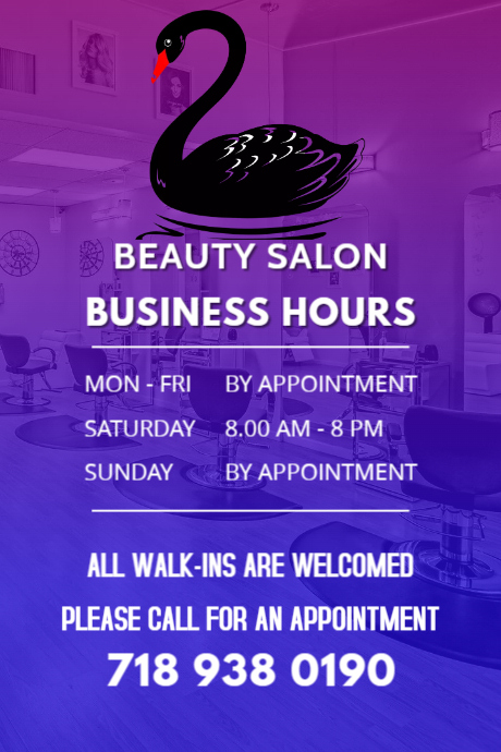 BEAUTY SALON BUSINESS HOURS FLYER | PosterMyWall