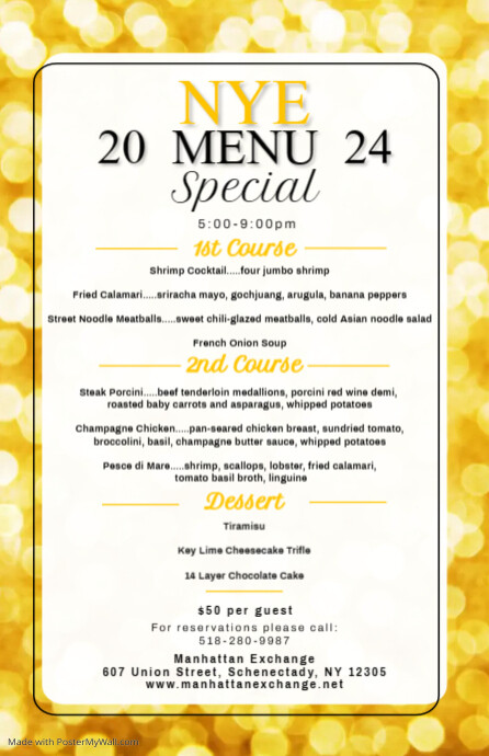 New Year Eve 2022 Menu Template | PosterMyWall