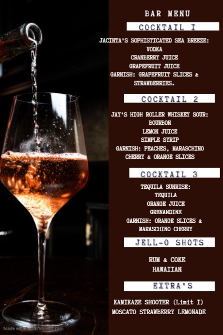 Bar Menu | PosterMyWall