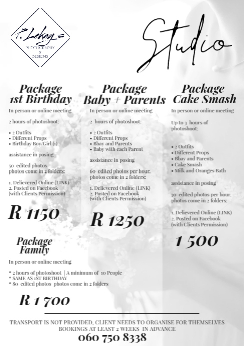 Wedding Prices Photography A4 Price List | PosterMyWall