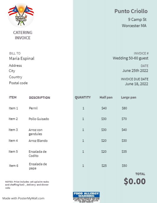 Copy of Minimal modern pastel invoice template | PosterMyWall