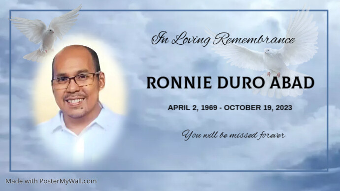 Heaven Dove Funeral Announcement Card | PosterMyWall