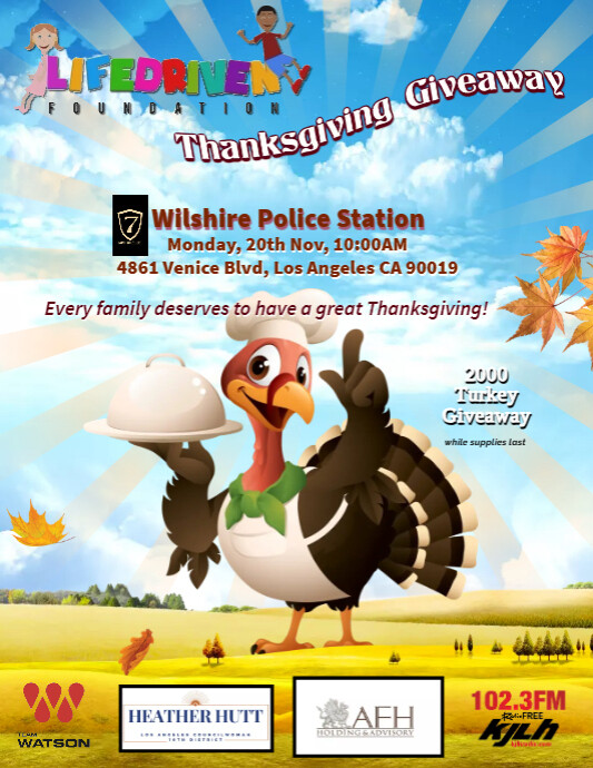 Thanksgiving Turkey Giveaway Flyer | PosterMyWall