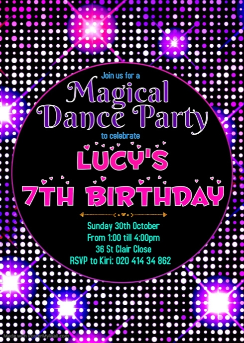 Disco Dance birthday party invitation | PosterMyWall