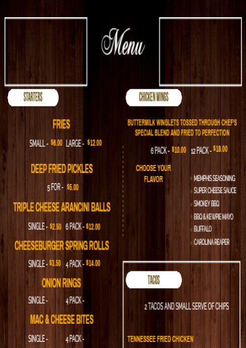 Restaurant Menu First Page | PosterMyWall