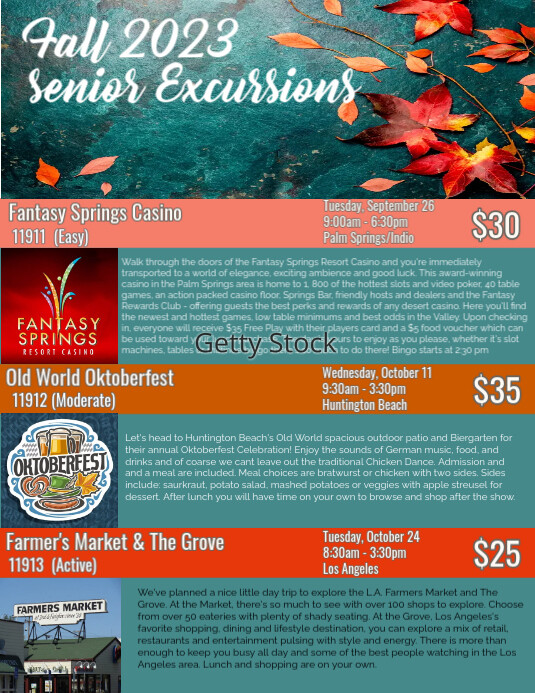Fall 23 Senior Excursions - FRONT | PosterMyWall