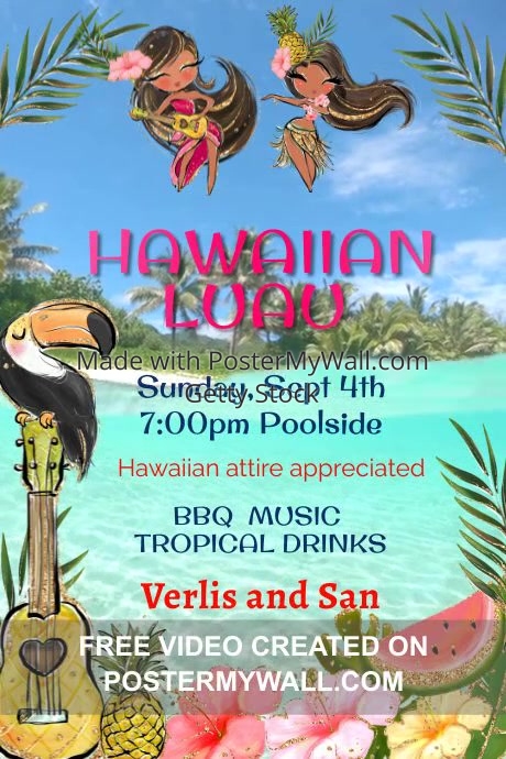Hawaiian Luau Video Audio Party Invitation | PosterMyWall