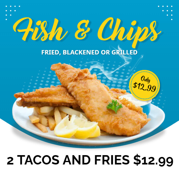 Fish and Chips Post - Restaurant Promo | PosterMyWall