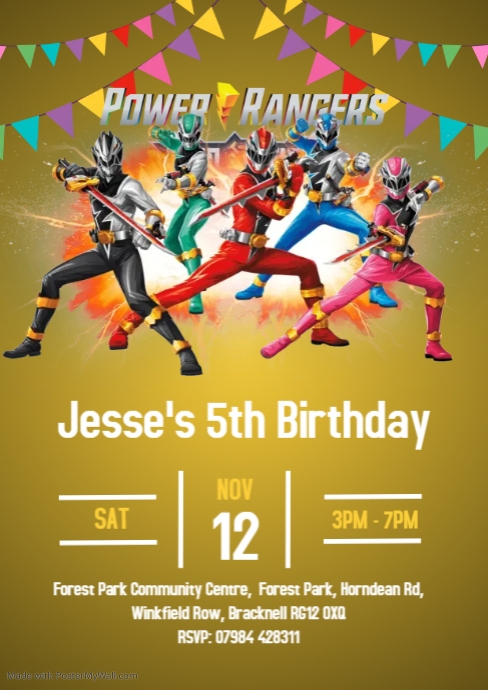 Power Rangers Birthday Invitation | PosterMyWall
