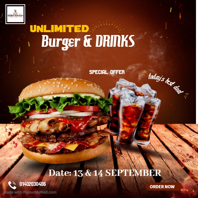 Copy of Free Burger Design | PosterMyWall