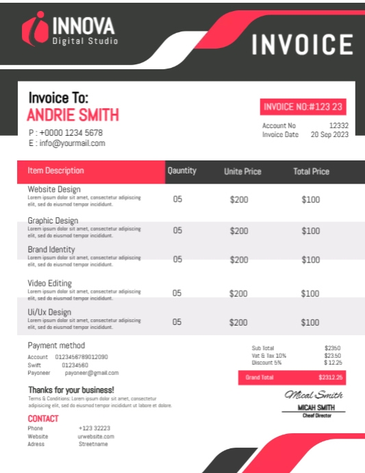 Copy of Modern Business Invoice | PosterMyWall