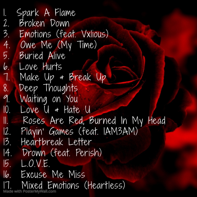 Copy of Copy of Back Tracklist Flower Red Rose CD Cover Art | PosterMyWall