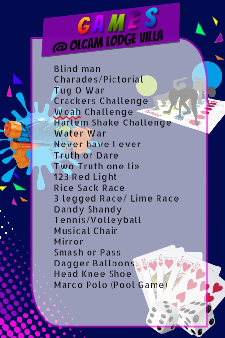 Copy of Game List | PosterMyWall