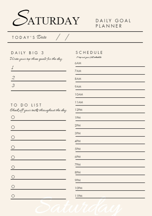 Elegant Printable Daily Planner template | PosterMyWall