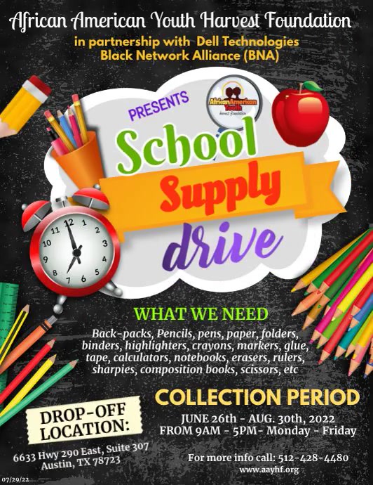 2022 AAYHF Back to School Supply Drive (1) | PosterMyWall