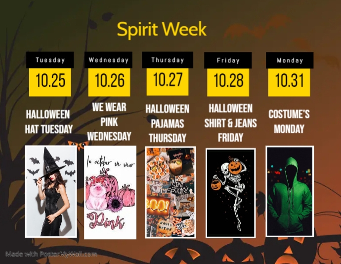 Halloween Spirit week Flyer Template | PosterMyWall
